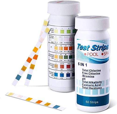 6 in 1 Pool Spa Hot Tub Water Test Strips Kit,100Pc Swimming Pool Ph ...