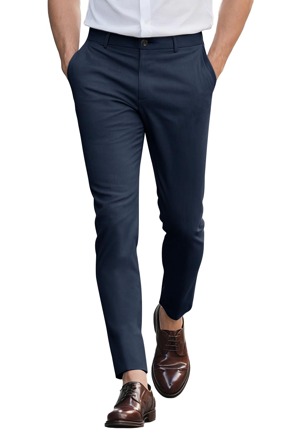 Snapklik.com : GINGTTO Navy Blue Dress Pants For Men