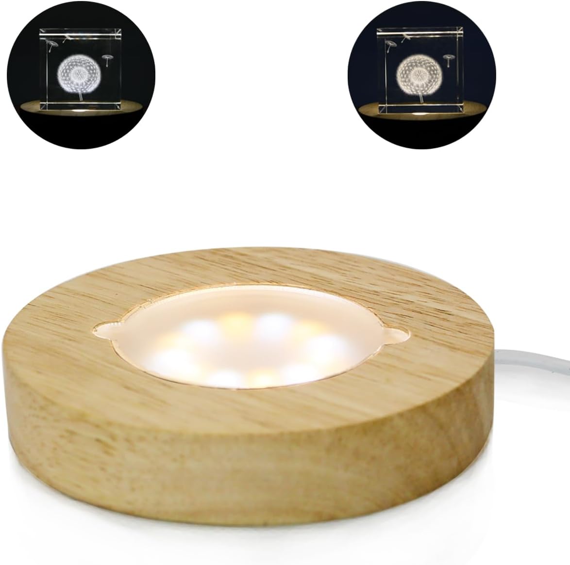 Amazon.com: Mintso Wood Led Light Display Base for Glass Crystal Art ...
