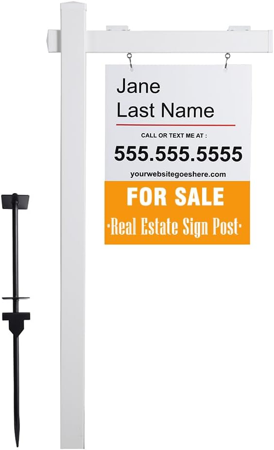 Amazon.com : 4Ever Products Vinyl PVC Real Estate Sign Post - White - 5 ...