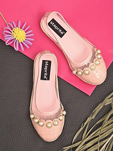 Buy steprite Kid Girls Slip-on Ballerina| Pearl Bellies (Pink, Numeric ...