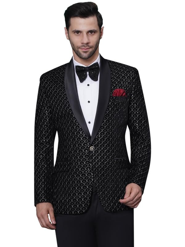 Buy FAVOROSKI Wedding Sequence Blazer Suit for Men | Black Wedding Suit ...