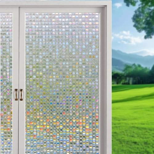 Amazon.com: BESTERY Adhesive Window Films Holographic Privacy Window ...