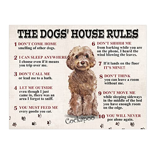The Dog's House Rules Cockapoo Metal Tin Sign Plaque Poster size 10x8in ...