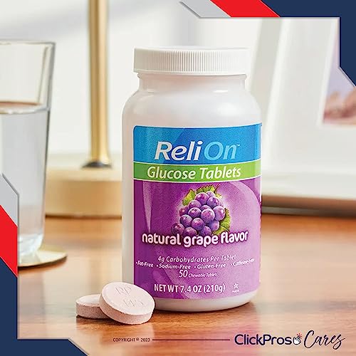 Snapklik.com : ReliOn Reli On Glucose Tablets Grape - 50 CT 2 Pack Bundle