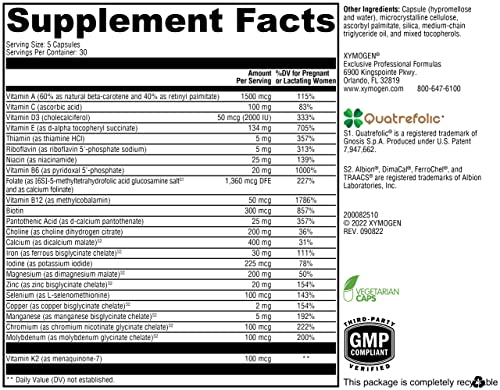 XYMOGEN Prenatal Essentials - Vitaminas Pré-Natais com Suporte Mineral - Multivitamínico Pré ...