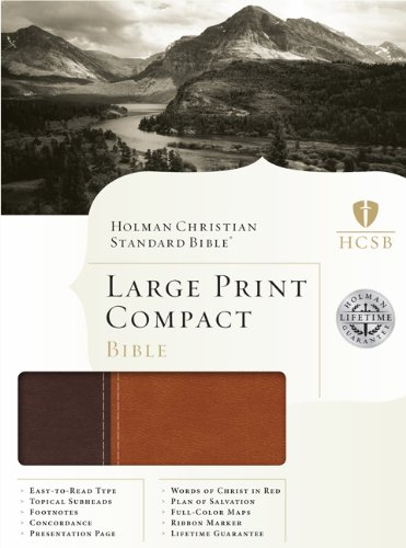 HCSB Large Print Compact Bible, Brown/Tan LeatherTouch: Holman Bible ...
