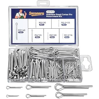 Seconero 380PCS Cotter Pins Assorted, 304 Stainless Steel Split Pins, 6 ...