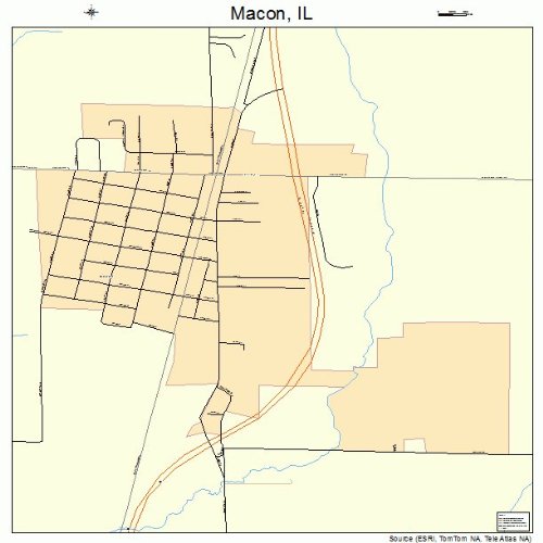 Large Street & Road Map of Macon, Illinois IL - Printed poster size ...