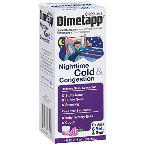 Buy Dimetapp Nighttime Liquid for Cold and Congestion, 4 Fluid Ounce by ...