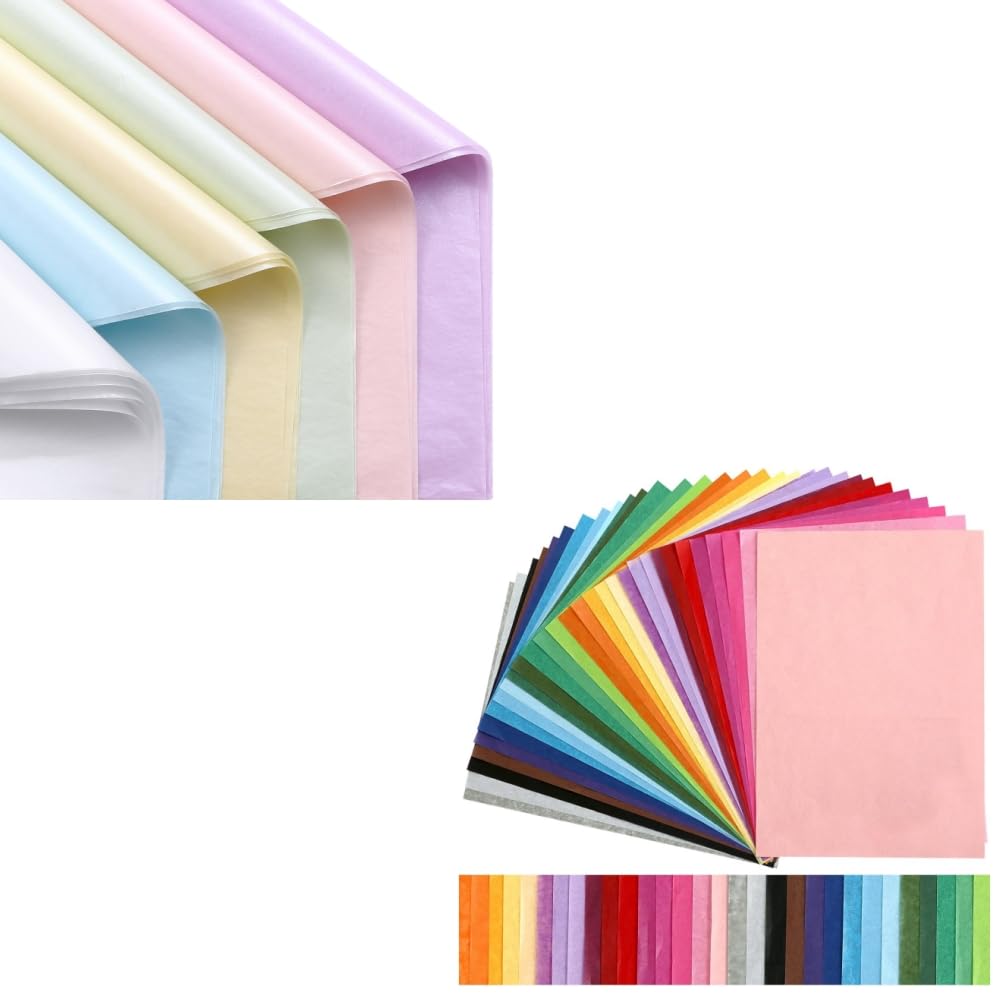 Amazon.com: 60 Sheets Pastel Tissue Paper 14" x 20" & 300 Sheets ...