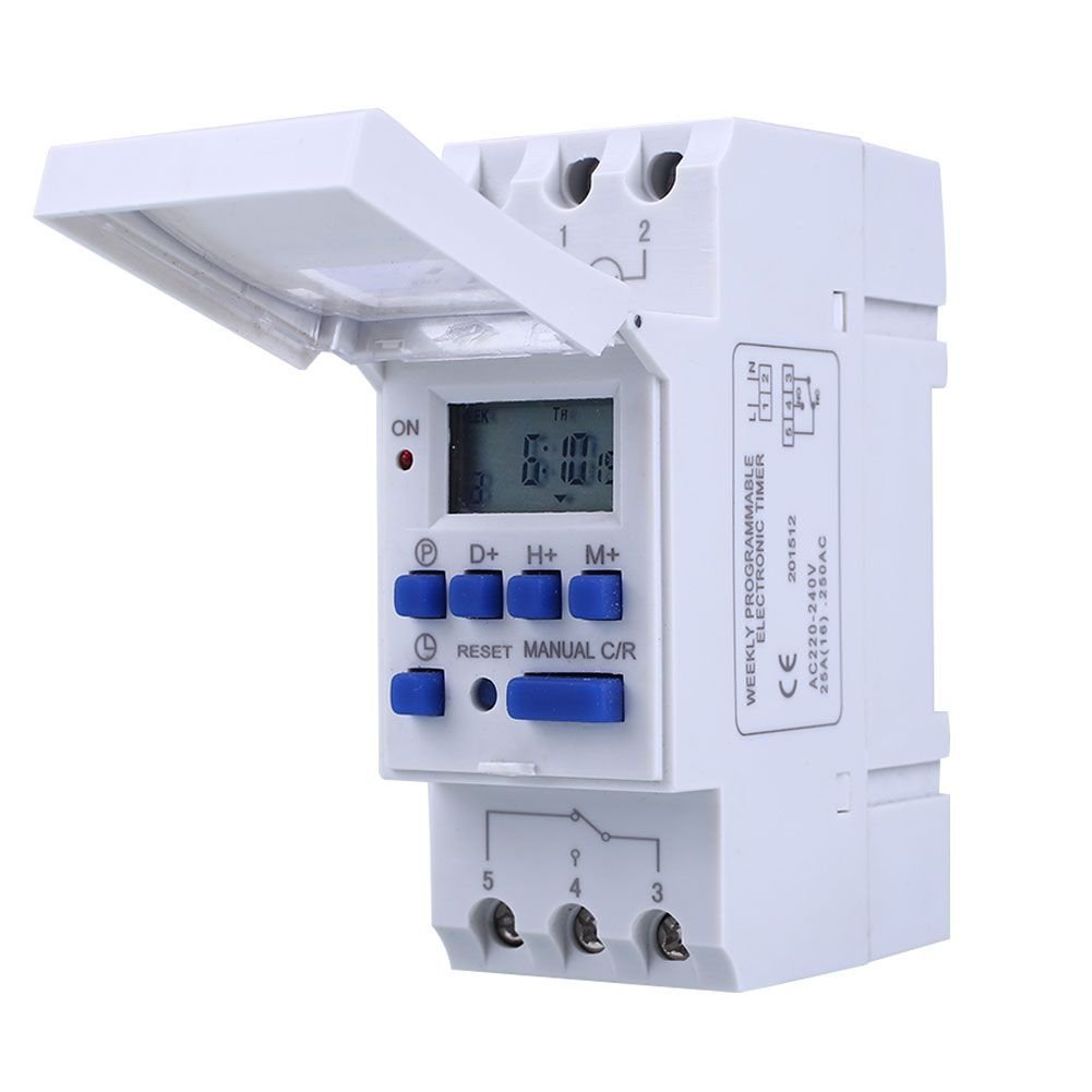DIN Rail Mounting DC 12V 16A Digital LCD Display Programmable Control Counter Time Timing Timer ...