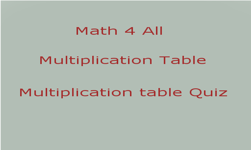 Math 4 All: Multiplication Table - App on Amazon Appstore