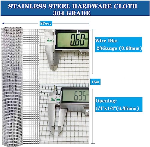 Snapklik.com : Stainless Steel Hardware Cloth Size:23Gauge 1/4inch ...