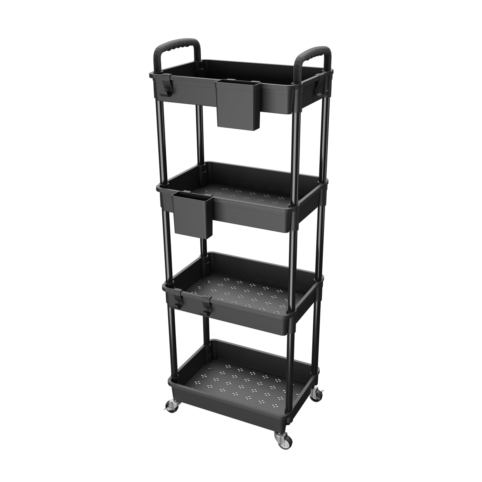 4 Tier Rolling Utility Cart with Handle,REBECAT Utility Cart Made of ...