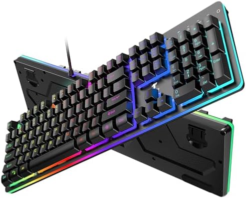 Amazon.com: TECURS Membrane Gaming Keyboard - 104 Keys Full Size ...