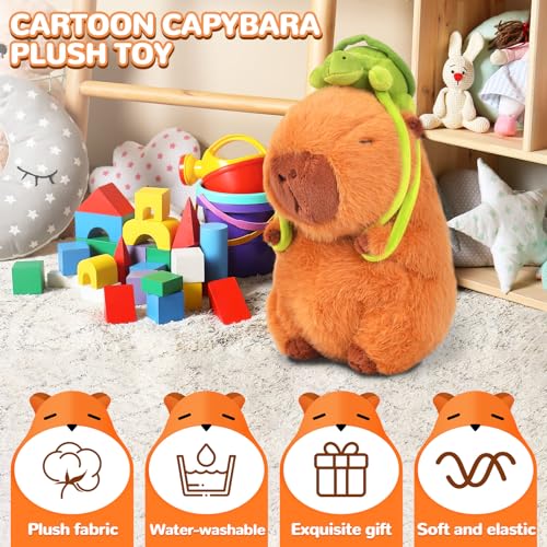 xinrongda Capybara Plush, Capybara Carrying Turtle Toy, Realistic Soft ...