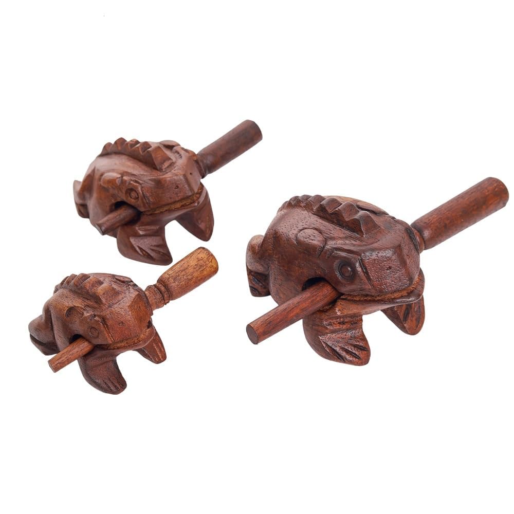 Amazon.com: Percussion Instruments Wooden Frog 3 Pcs Set of 4 Inch Frog ...