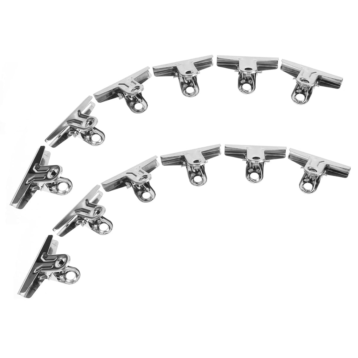 12 Pcs 1.3 Inch Width Stainless Steel Clips, Silver Bulldog Paper Clip ...