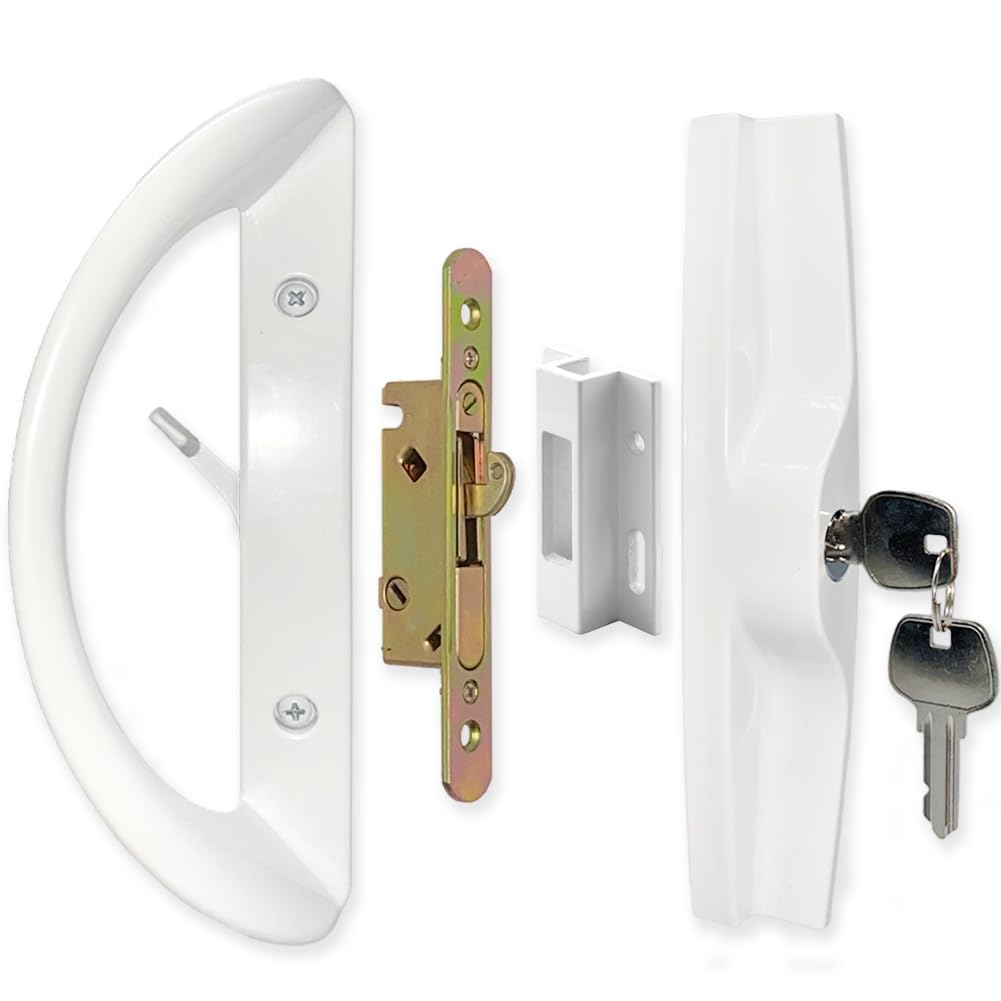 ALLYWASAI Patio Sliding Door Handle Set with Mortise Lock, Key Cylinder ...