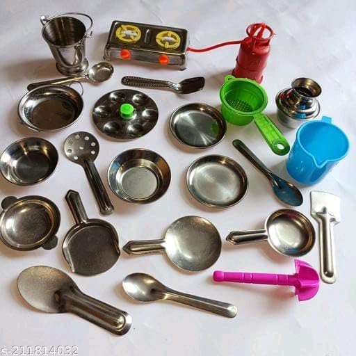 Buy Miniature Kitchen Set, Real Cooking Kit for Play, Steel Kitchen Set ...