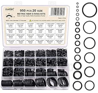 O Ring Kit, 950 Pcs Rubber O-Ring Assortment Kit, Plusmart 20 Sizes ...