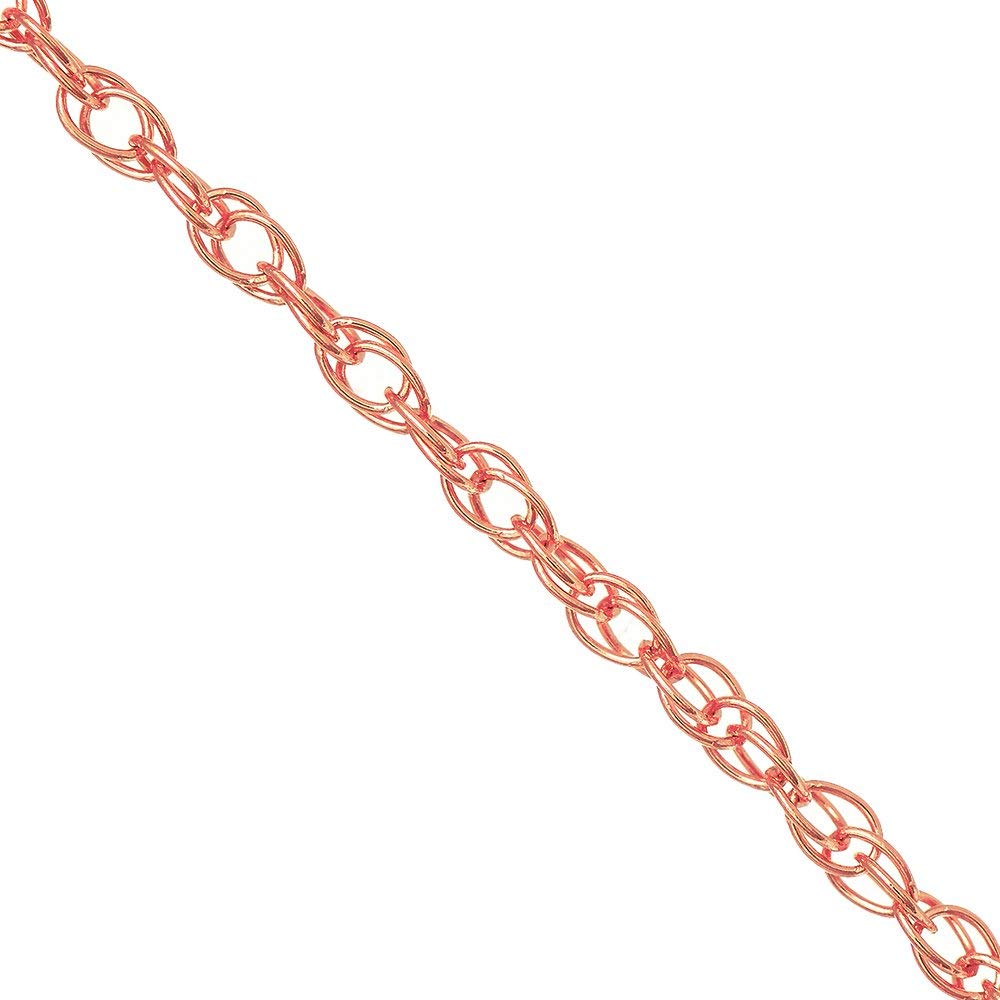 14k Solid Rose Gold Diamond-Cut Carded Lite 0.6mm Cable Rope Chain ...