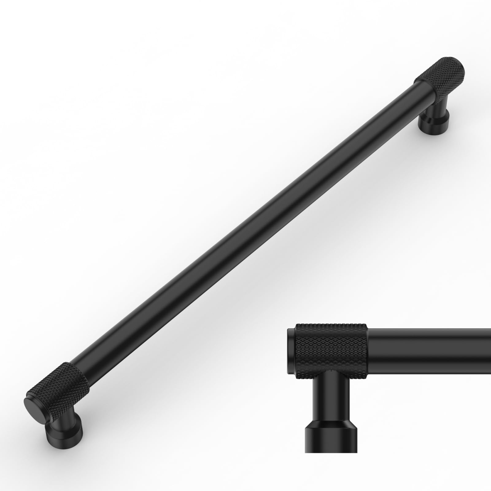 Amerdeco 10 Pack Matte Black Knurled Cabinet Pulls 10 Inch(254mm) Hole ...
