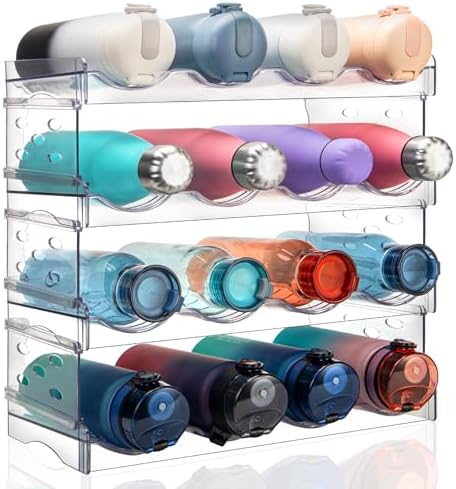 Amazon.com: Stackable Water Bottle Organizer, 4 Tier Clear Water Bottle ...