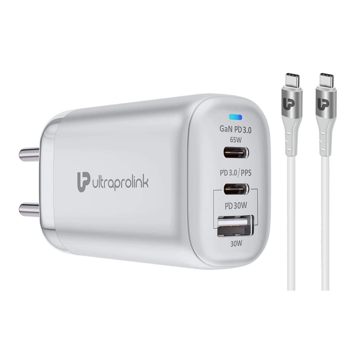 Ultraprolink 95W PD GaN Charger | Compact 95W Fast Charger | Multi-Protocol | 2 x USB–Type C + 1 ...