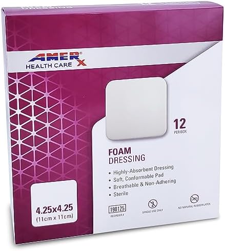 Amazon.com: AMERX Foam Dressing - Wound Dressing Pads - Waterproof ...