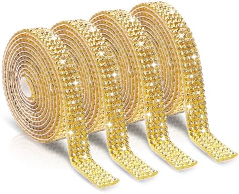 Amazon.com: Self Adhesive Rhinestone Ribbons 4 Rolls Bling Crystal ...