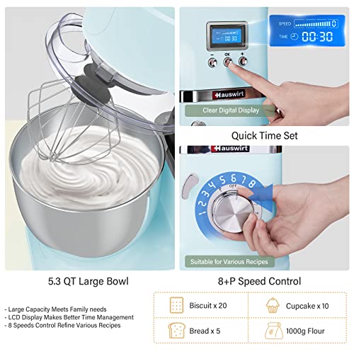Buy HAUSWIRT Stand Mixer, 5.3 QT Tilt-Head Kitchen Electric Food Mixers ...