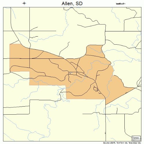 Amazon.com: Large Street & Road Map of Allen, South Dakota SD - Printed ...