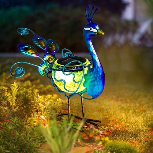 Solar Peacock Statue Light, Solar Animal LED Lights Outdoor, Solar ...