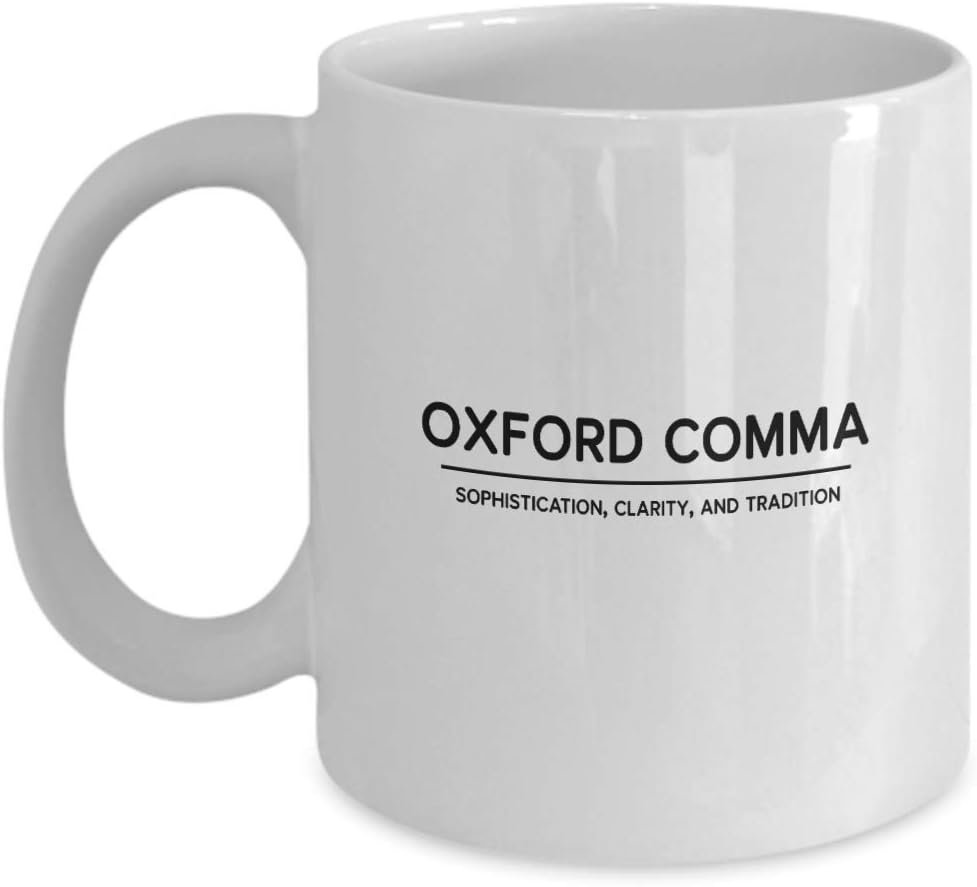 Amazon.com: Oxford Comma Fan White Coffee Mug 11oz English Grammar ...