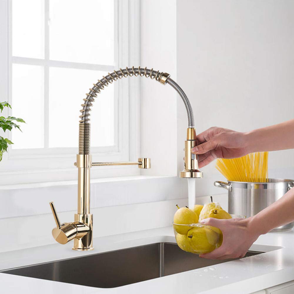 Chongyang Golden Kitchen Faucet Pull Down Sprayer Nozzle Hot Cold Water ...