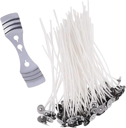 Bodyplus 100 Pcs Candle Wicks - 150mm Long Pre Waxed Wicks with Metal ...