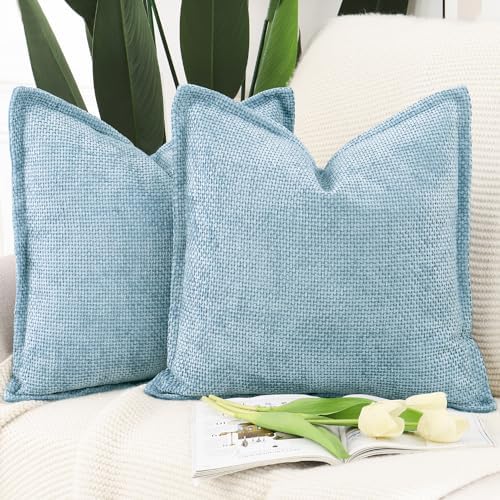 Amazon.com: Anna's Whimsy Light Blue Pillow Covers 20x20 in Accent ...