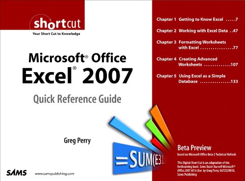 Amazon.com: Microsoft Office Excel 2007 Quick Reference Guide, Beta ...