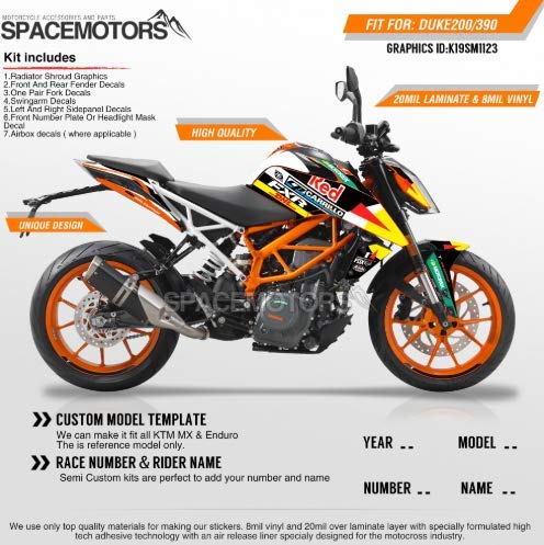 KTM Duke 125/250/390 Design 7 Full Body Wrap - Decal - Sticker Kit ...