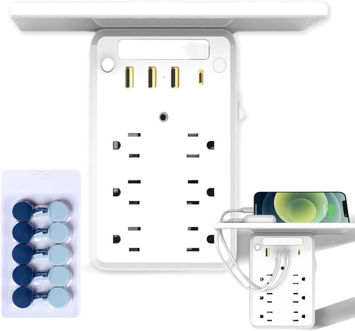 Amazon.com: Wall Outlet Extender with Shelf Night, 9-in-1 Outlet ...