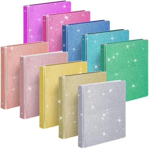 Amazon.com : Geyoga 10 Pieces 3 Rings Binder Glitter 1 Inch Round Ring ...