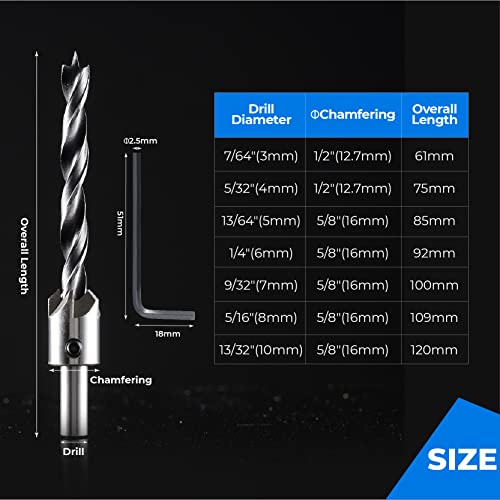 Snapklik.com : Amoolo Countersink Drill Bits Set 7Pcs, Counter Sink ...