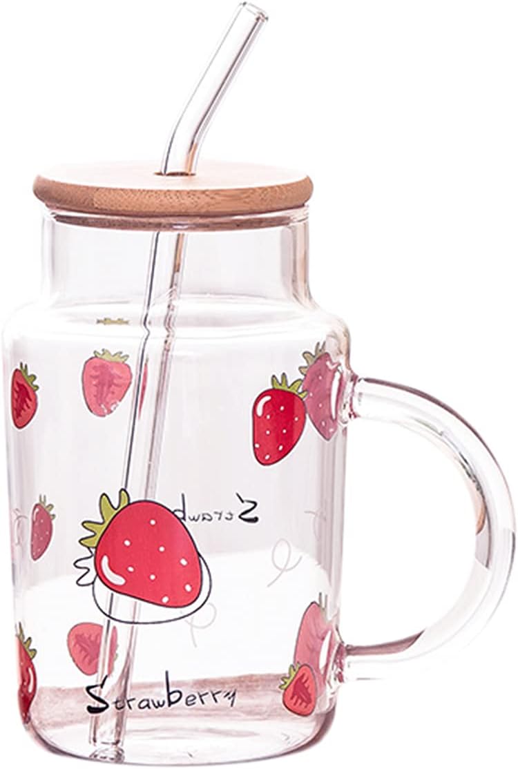 Amazon.com: DULRLLY 2Pcs 17 Oz Strawberry Cups with Straw and ...