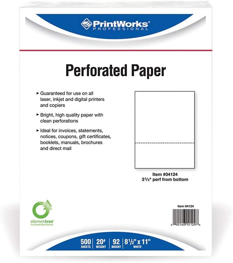 Amazon.com : PrintWorks Professional 3 2/3" Horizontal Perforated Paper ...