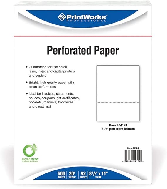 PrintWorks Professional Perforated Paper 8.5 x 11 Inches 500 Sheets Per ...