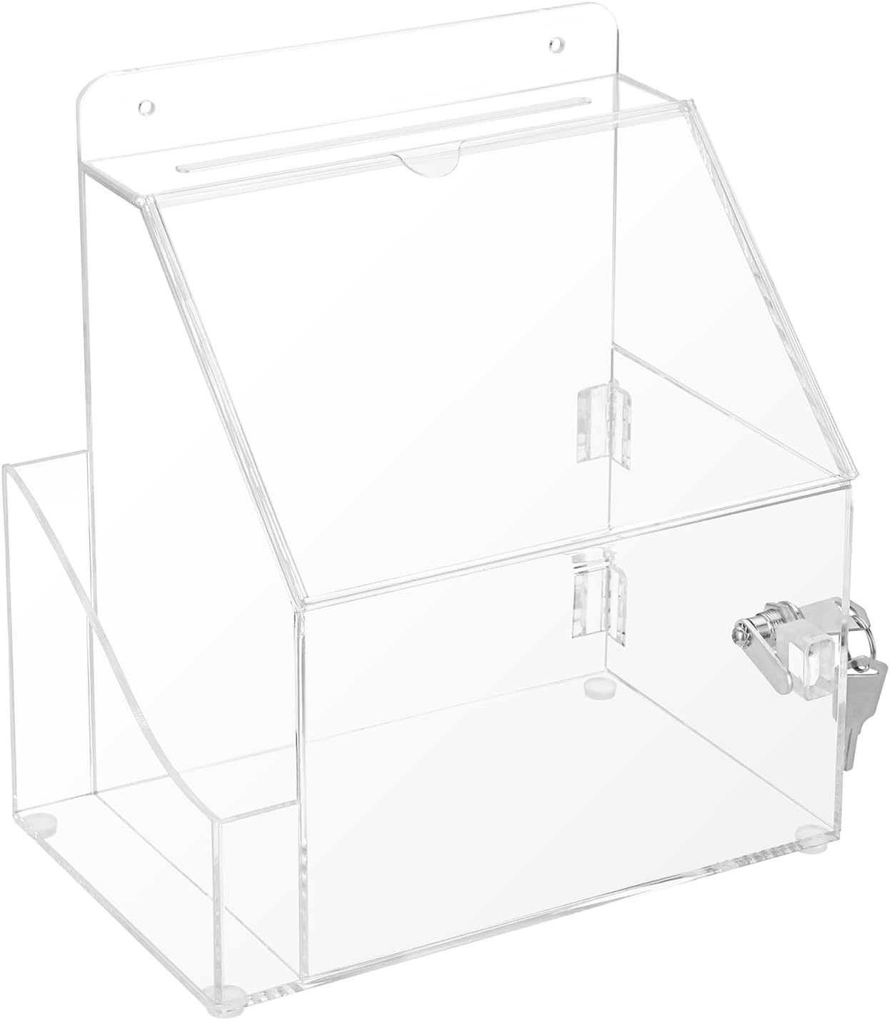 SUMTree Clear Acrylic Mountable Donation Box with Lock and Sign Holder ...
