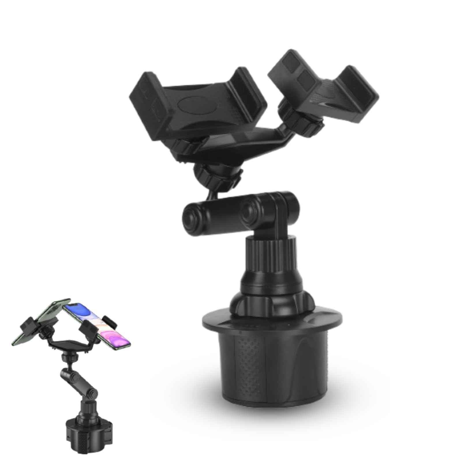 Cup Phone Holder for Car, Dual Phone Holder for Car Cup Holder 360 ...