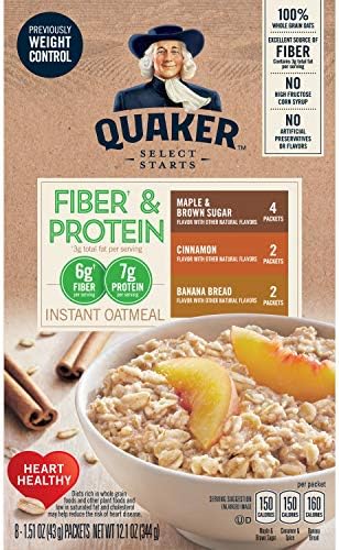 Amazon.com: Quaker Instant Oatmeal, High Fiber 2 Flavor Variety (32 ...